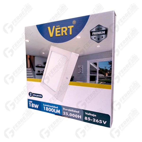 Panel LED Cuadrado Superficial MultiVoltaje 18W VERT - Ferresuministros ...
