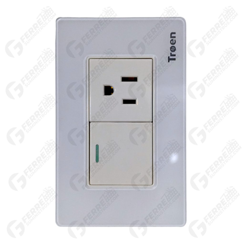 Interruptor + Toma con Tierra para Empotrar Decorativa Blanca Acrílico ...