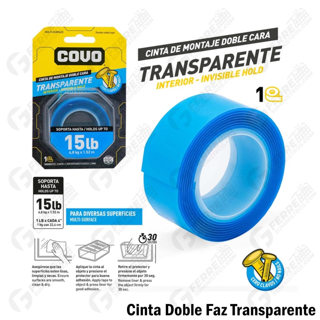 Cinta Doble Faz Transparente 1.52m COVO – Ferresuministros.com ...